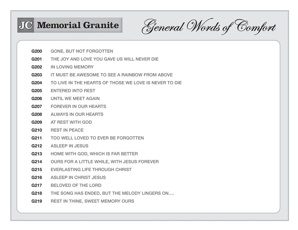 Catalog | JC Memorial Granite